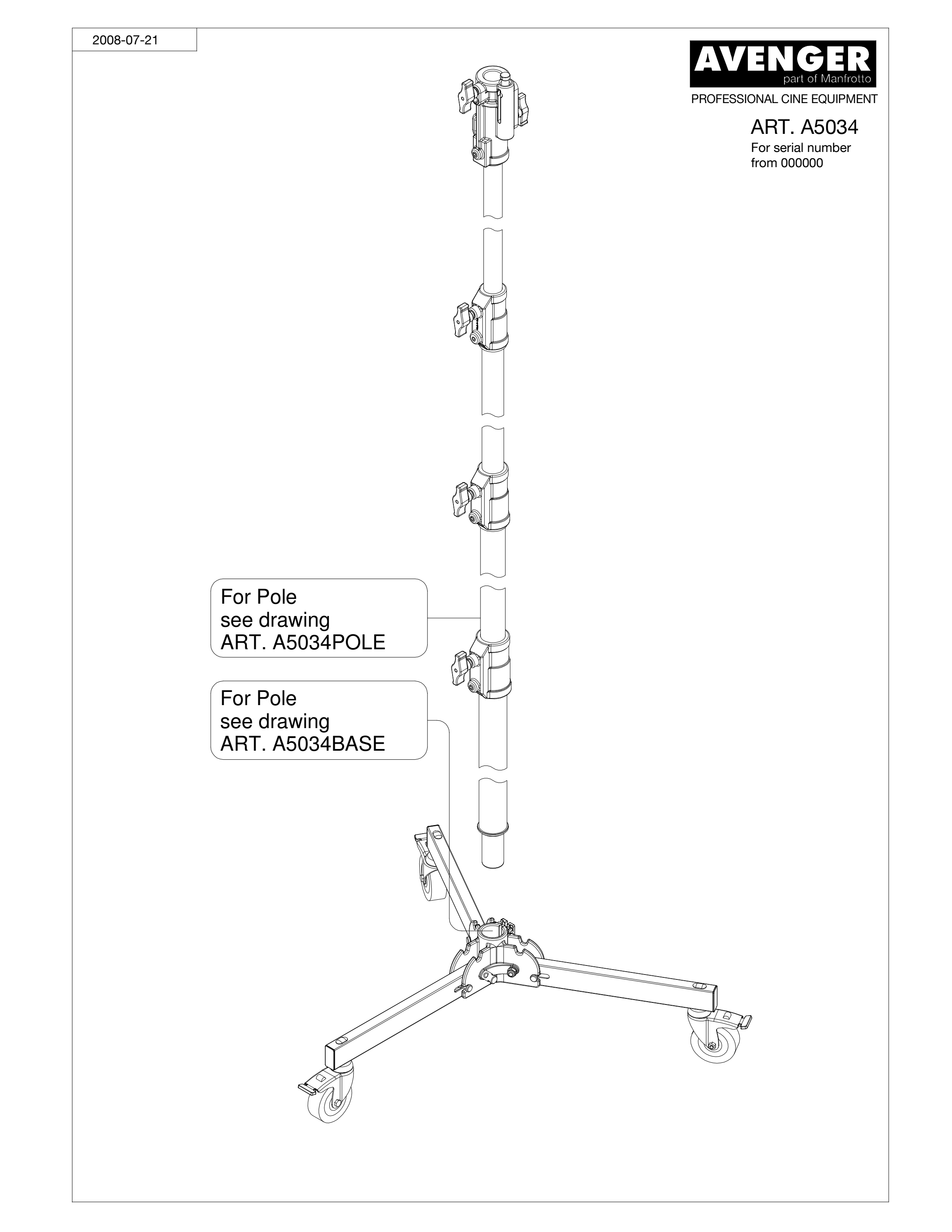 Avenger - A5034 Roller 34 Folding Base spare parts